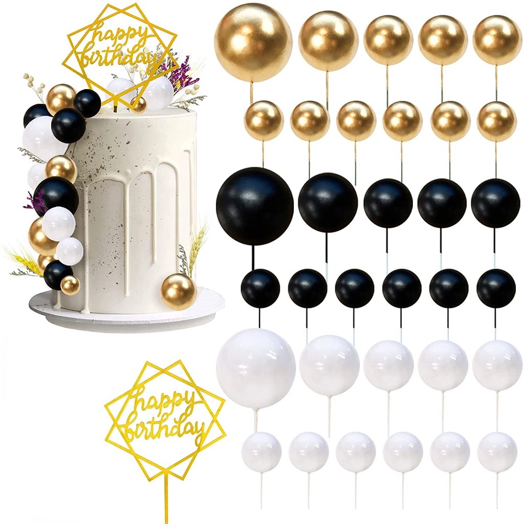 34PCS Lightning Cars Color Balls Cake Toppers Pearl Balls Cake Picks ...