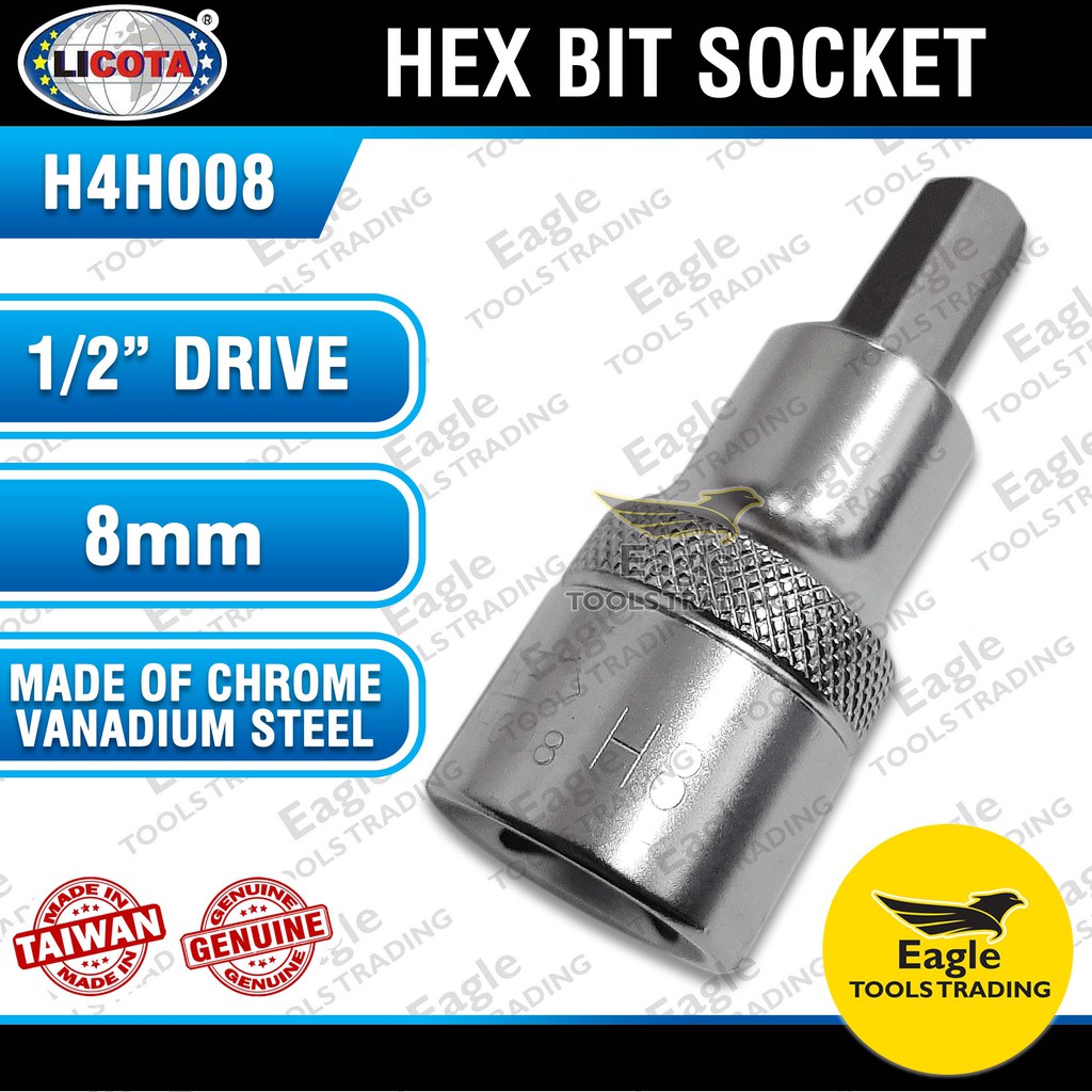 Licota Hex Bit Socket H8 1/2" Drive 8mm size 55mm length H4H008 | CR-V ...