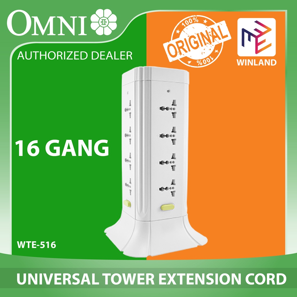 Omni Original Universal Tower Extension Cord Power Cable Wire 16 Gang ...