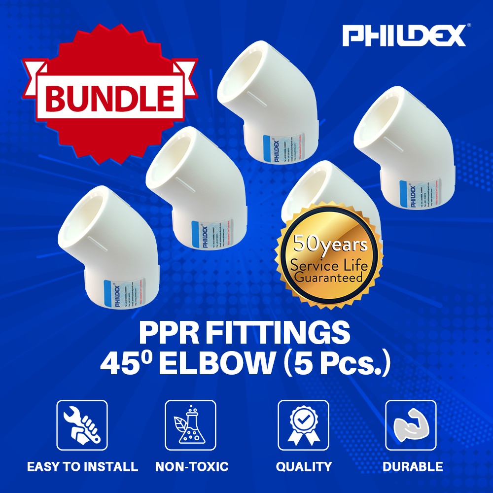 PHILDEX BUNDLE PROMO PPR Fittings - 45° Elbow (20mm-32mm) | Shopee ...
