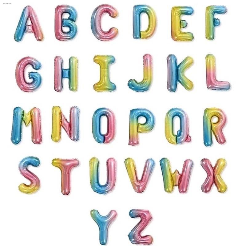 P9 ONLY 16inches letter foil balloons rainbow for party and birthday ...