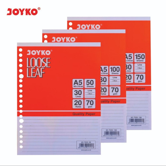 Joyko LOOSE LEAF LINE A5 / BINDER FILE PAPER 7020 50 SHEETS | Shopee ...