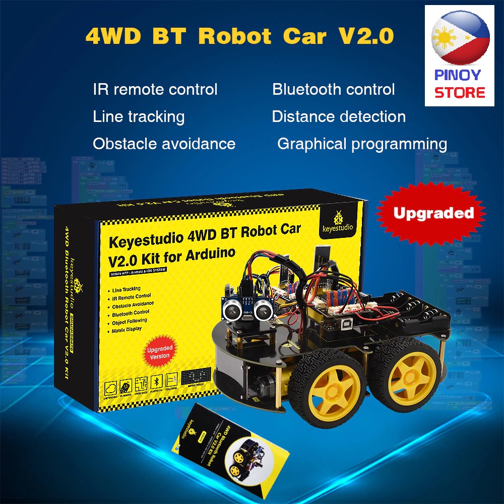 4WD Mutli Bluetooth DIT Robot Kit by Keyestudio upgraded v2.0 Arduino ...