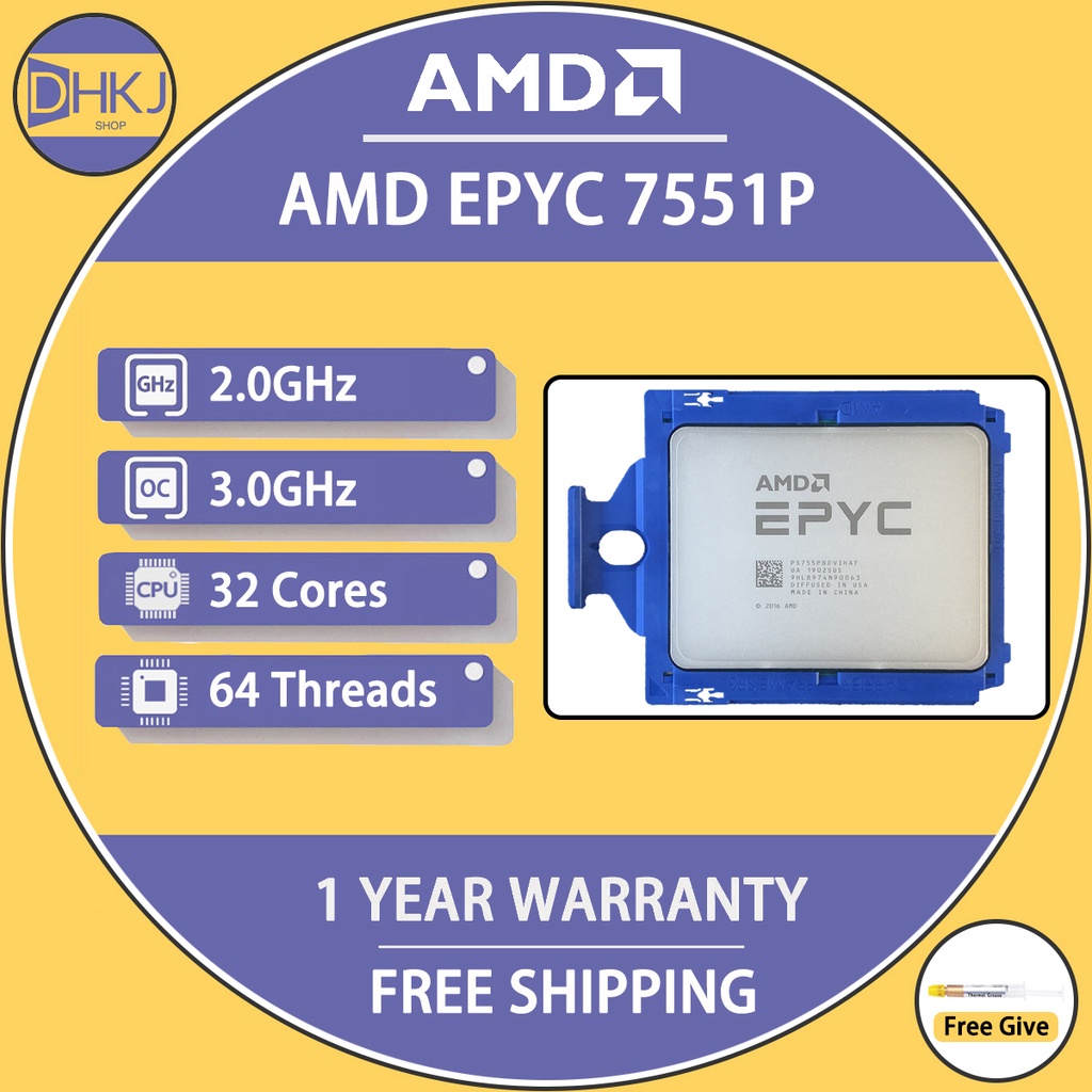 NEW AMD EPYC 7551P 2.0 GHz 32-Core 64-Thread CPU Processor 180W PS755PBDVIHAF Socket SP3 New but ...