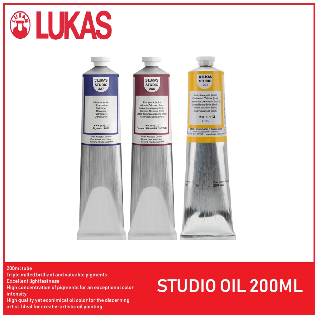 LUKAS Studio Fine Artist Oil Paints - (200ml) Tube - German Quality ...