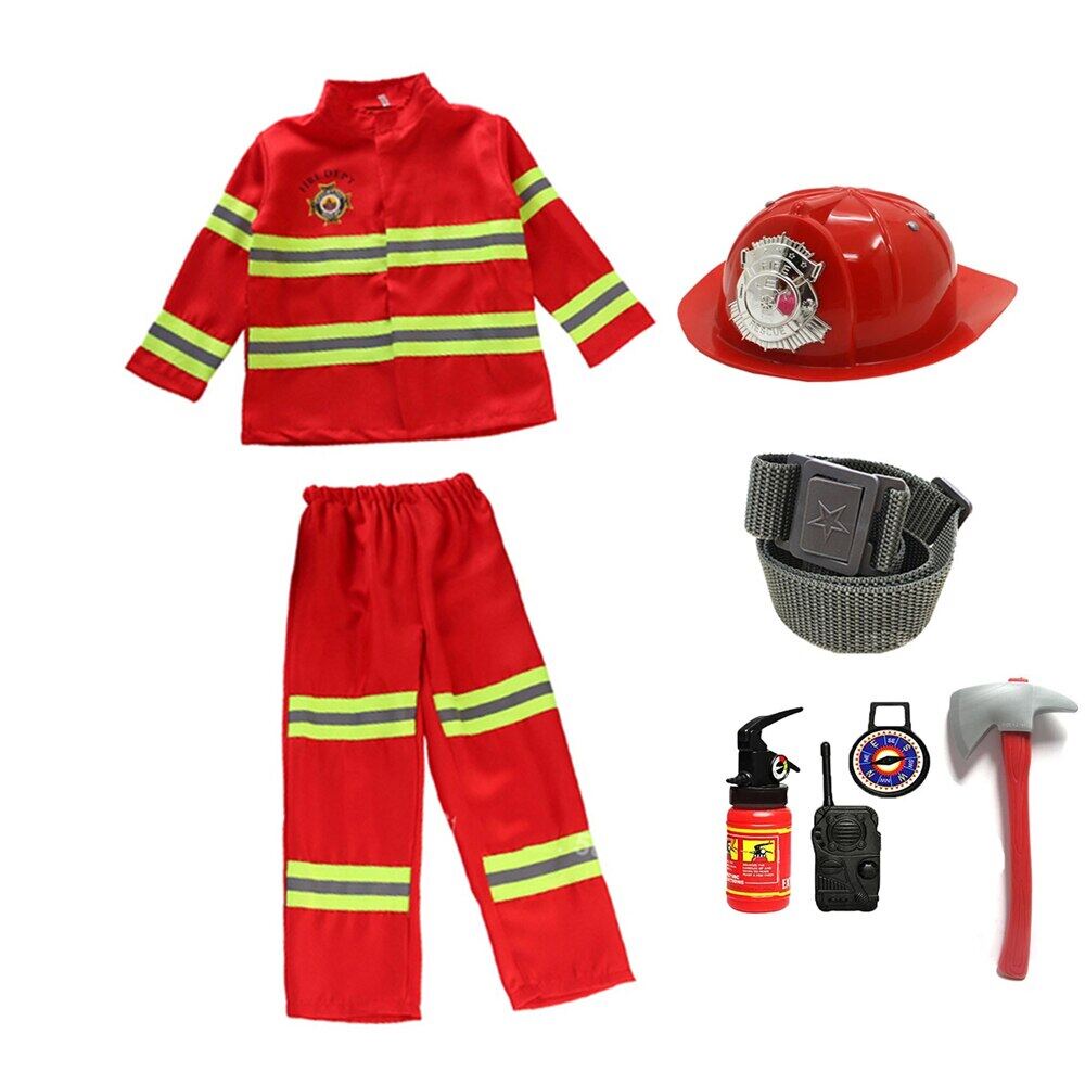 Kids Sam Fireman Costume Uniform Cosplay Children Clothing Boy Girl ...