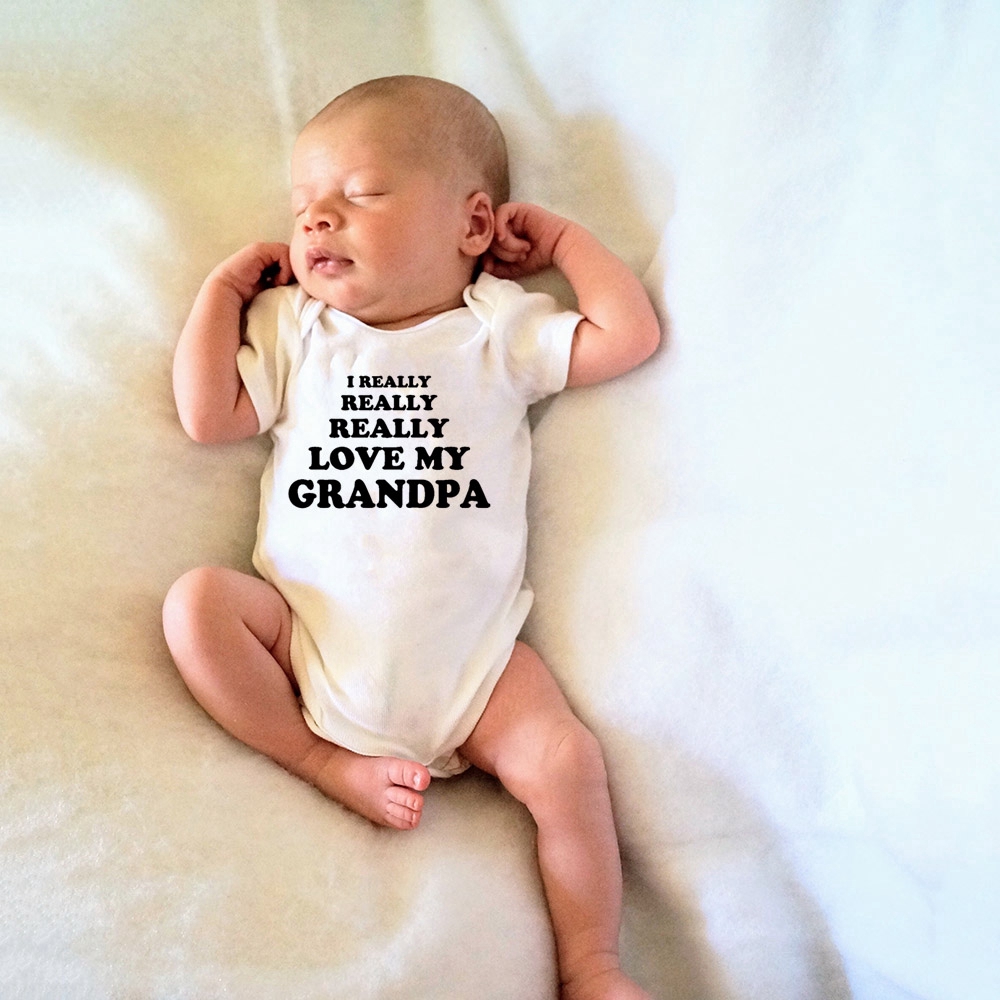 Size Small Than Usual I Really Love My Grandpa Baby Boy Girl Bodysuits ...