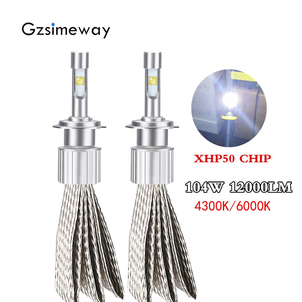 2Pcs Fanless Car Headlight H4 led H7 H11 H1 H3 HIR2 881 HB4 auto head ...