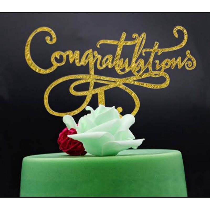 Congratulations Cake topper Gold color | Shopee Philippines