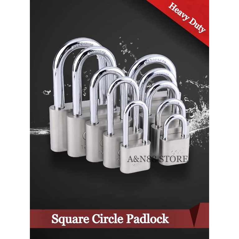 Heavy Duty Square Circle Padlock Long and Short 30mm/40mm/50mm/60mm ...