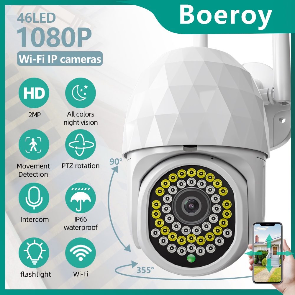 BOEROY CCTV 1080P WiFi Security Camera IP Security Cam - IP66 ...