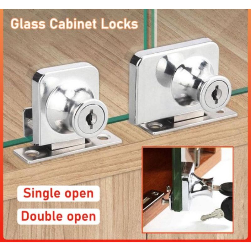 PERFORMA CABINET GLASS DOOR LOCK SINGLE / DOUBLE SHOWCASE PUSH SLIDING ...