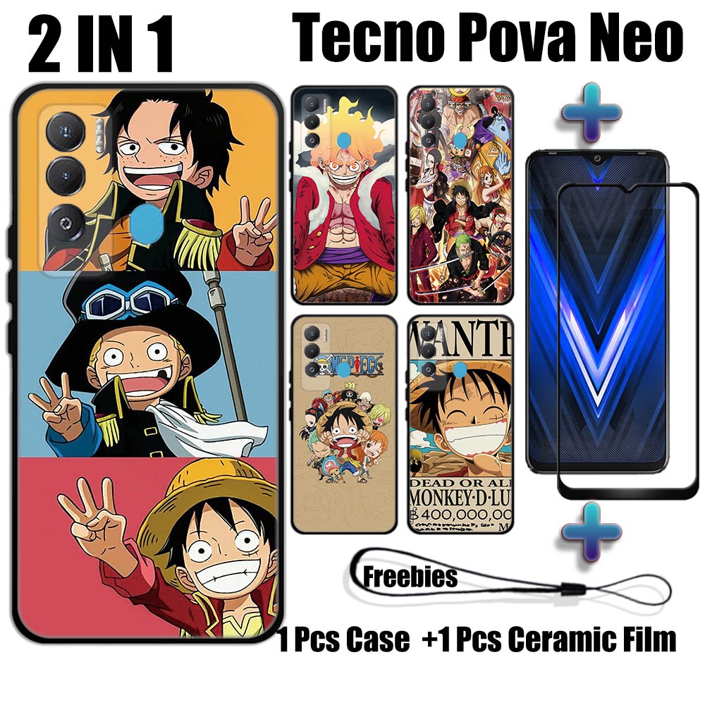 2 IN 1 One Piece Case with Tempered Glass For Tecno Pova Neo Phone Case ...