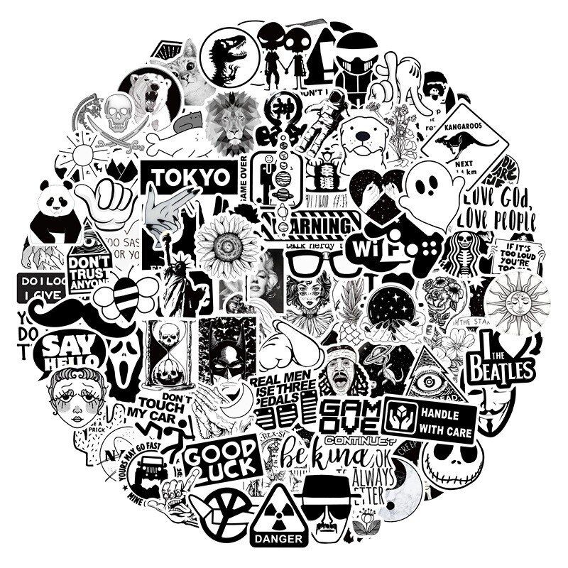 100PCS Transparent Black and White Car Stickers Car Styling JDM ...