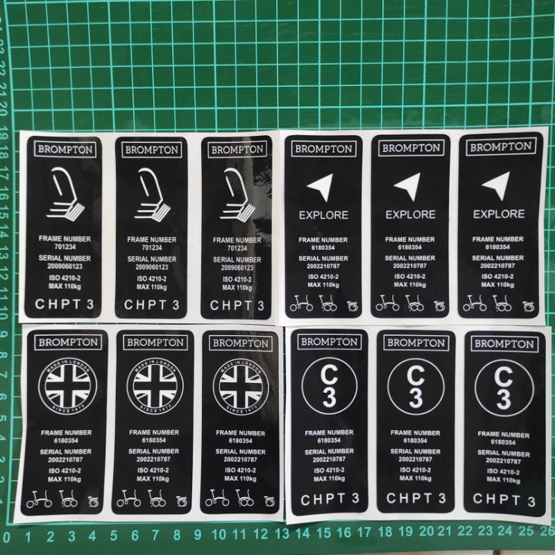 Brompton STICKER BROMPTON SERIES NUMBER BIKE STICKER DECAL STICKER HIGH ...