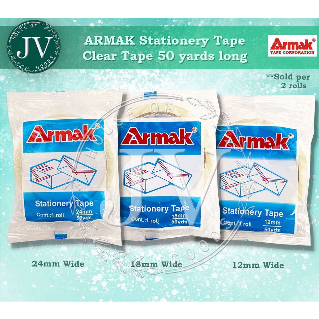 Armak Stationery Tape 1/2", 3/4" and 1" x 50yrds 2 rolls | Shopee ...