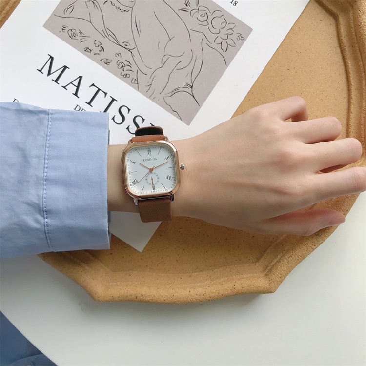 Simple Beautiful Square Quartz Watch Male and Female Students Retro ...