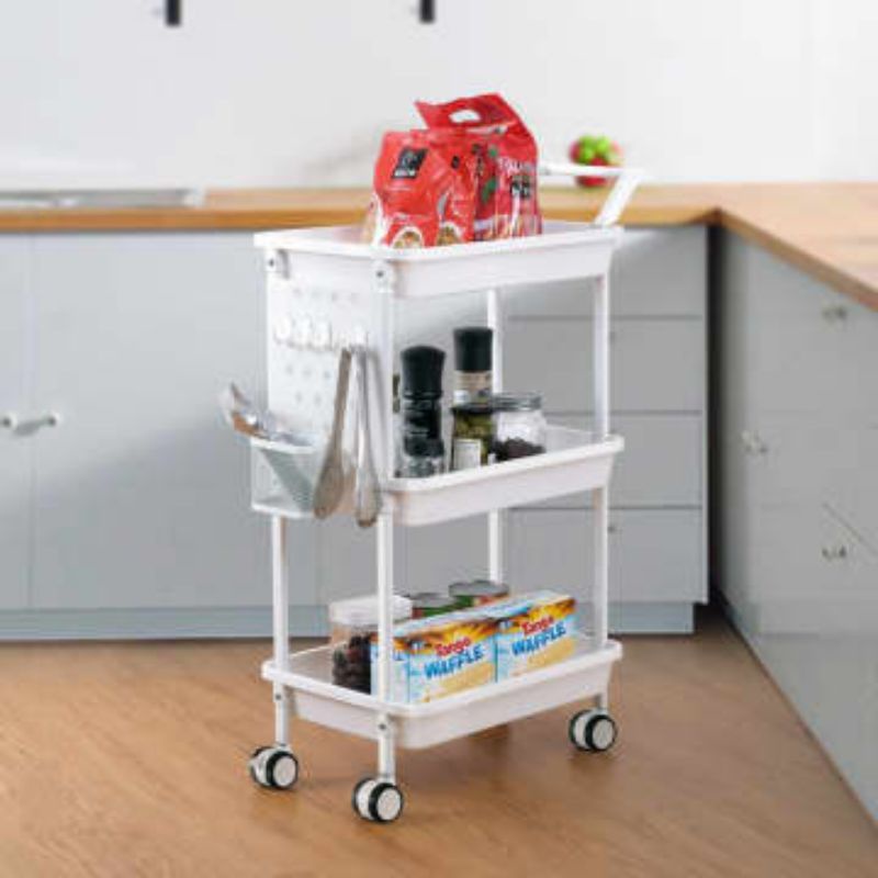 PUTIH 3-story Kitchen Trolley Rack - White | Shopee Philippines