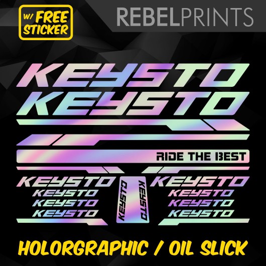 KEYSTO Holographic / Oil Slick Bike Vinyl Sticker Decal for Mountain ...