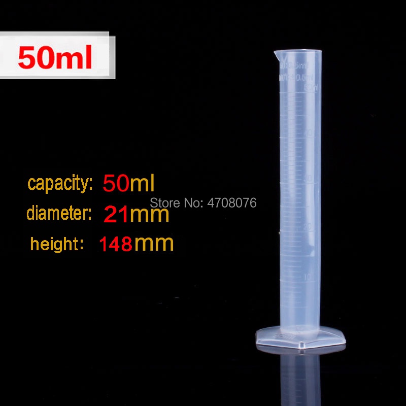50ml 12pcs PP graduated cylinder with scale mark Plastic lab measuring tool transparent for ...