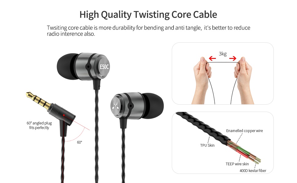 SoundMAGIC E50 E50C Wired Earphones with Mic Headphone In-Ear Monitor 3.5mm HIFI Headset for ...