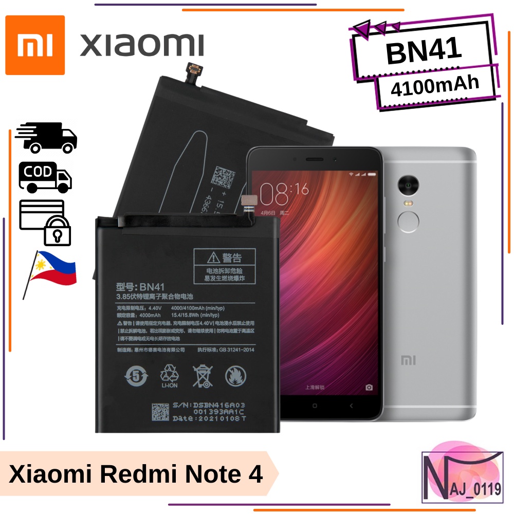 Xiaomi Redmi Note 4 Original Battery | Model: BN41 (4100mAh) High ...