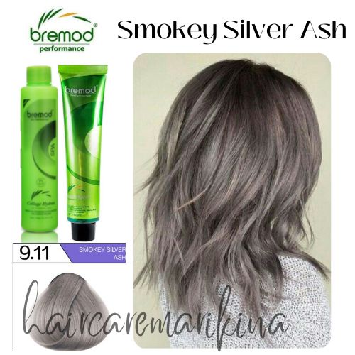 9.11 SMOKEY SILVER ASH Bremod Hair Color - With Oxidizer Set | Shopee ...