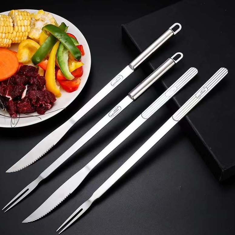 2gether Stainless Steel Carving Fork and Knife Set Grill BBQ Roasting ...