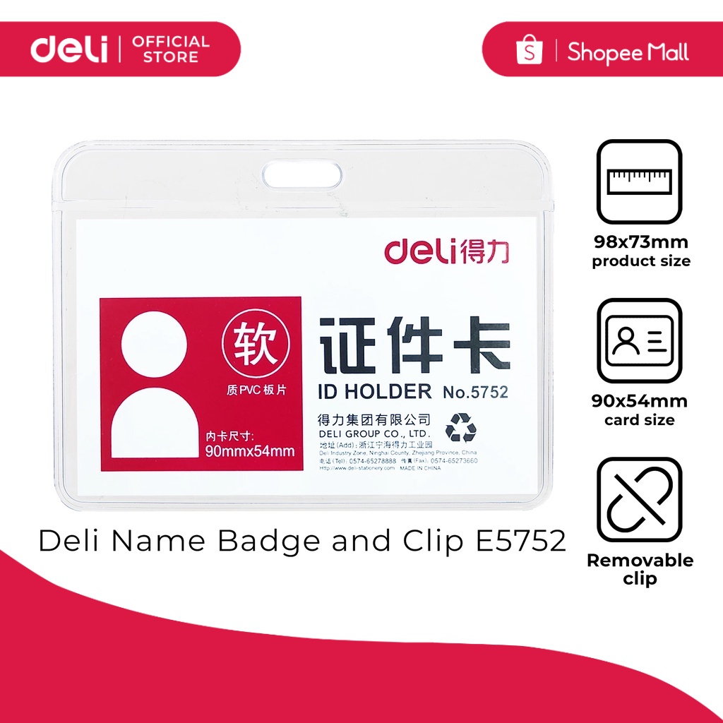 Deli E5752 Name Badge and Clip (1PC) [79E5752P1] | Shopee Philippines