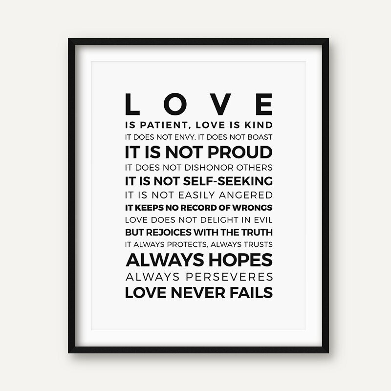 Love is Patient Kind Prints Poster Home Living Room Bible Verse Wall ...