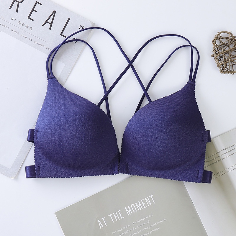 one piece sling bra sexy front buckle female no steel ring cross strap ...