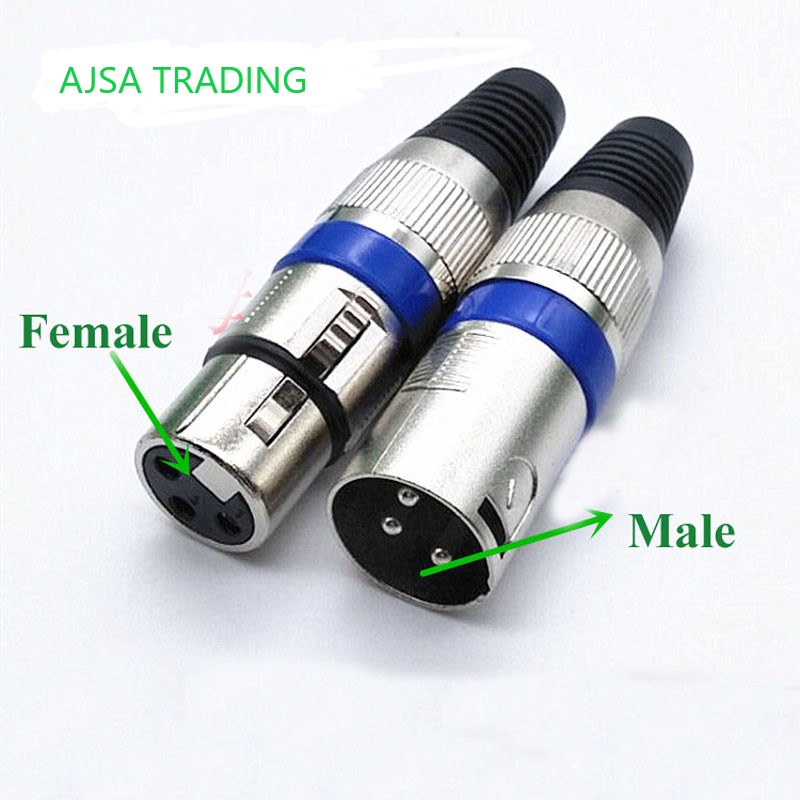 Full Metal 3-Way / 3-Pin Cannon XLR Male/Female Plug With Ring for ...