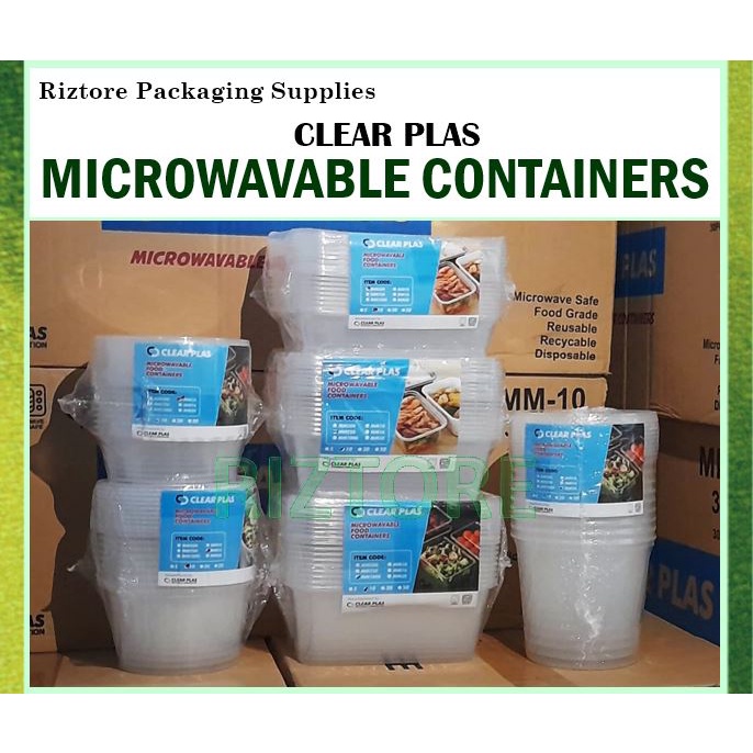 CLEAR PLAS Microwavable Plastic container 10 Pcs/Pack | Shopee Philippines