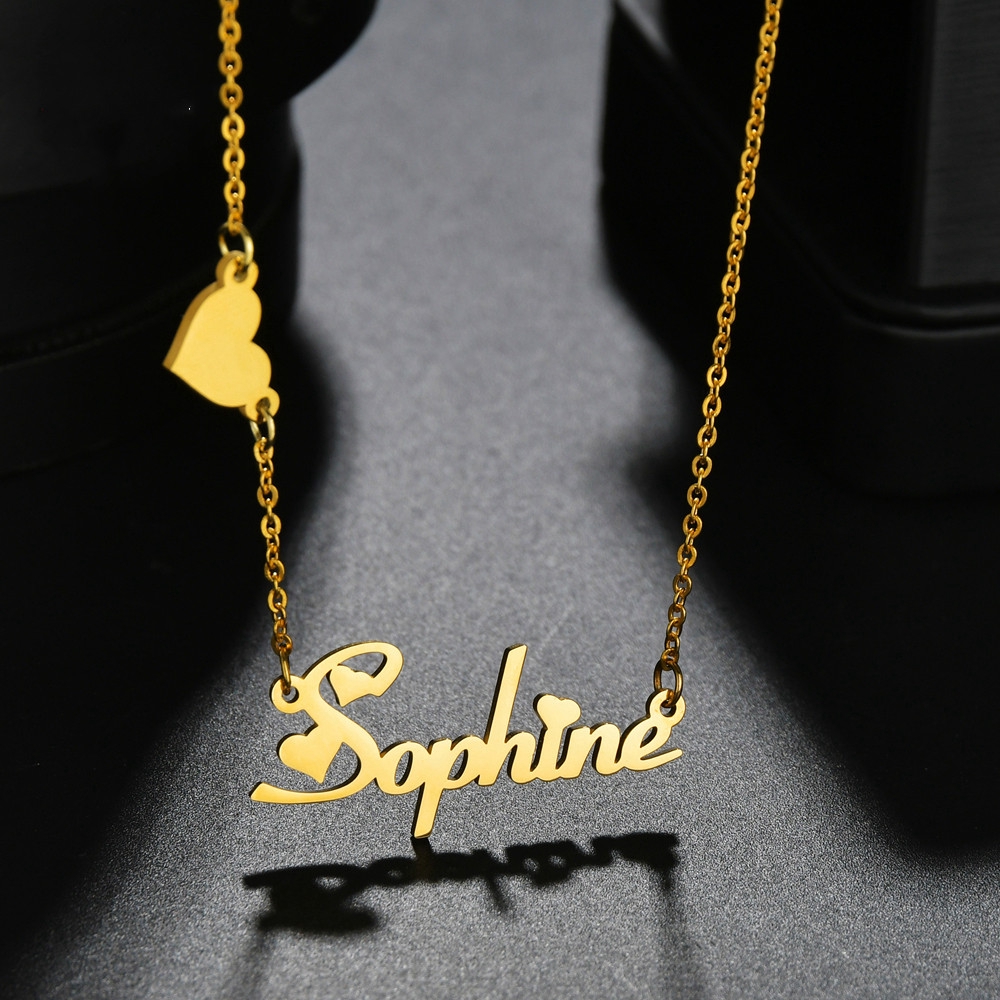 BONLAVIE【Name Custom Necklace】Goxijite Custom Name Necklace Stainless ...