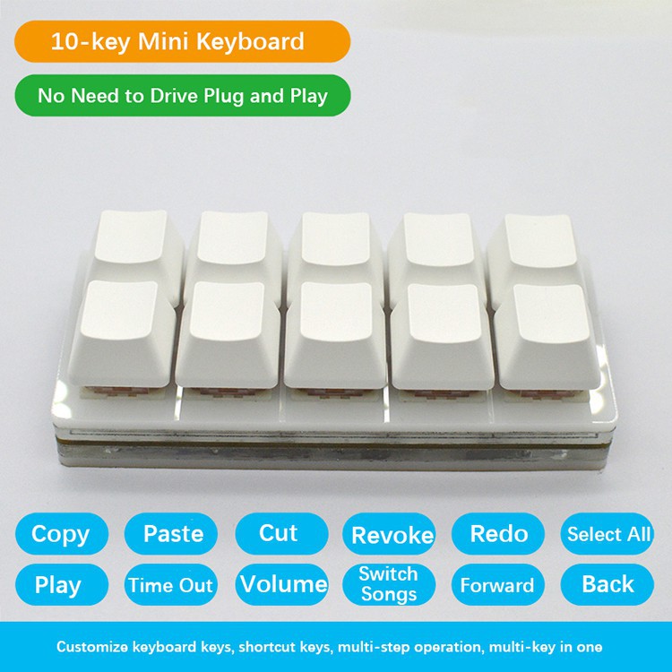10-key Keypad Mechanical Keyboard DIY Custom USB Programming Copy Paste ...