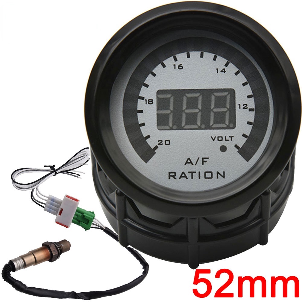 2" 52mm LED Digital Car Air Fuel Ratio Gauge + Narrowband O2 Oxygen ...