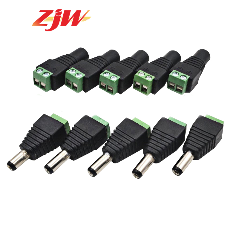 ZJW 5Pcs/ 5pair DC Barrel Jack Adaptor CCTV Connectors 5.5 x 2.1mm CCTV ...