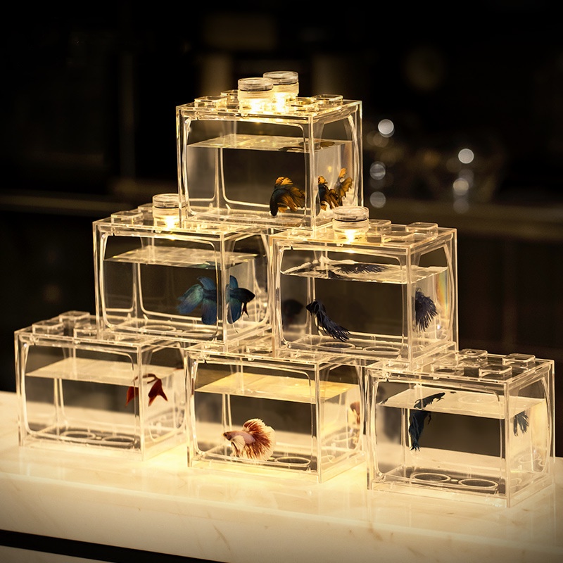 [READY STOCK]Mini Aquarium Fish Box Home with LED light and luminous ...
