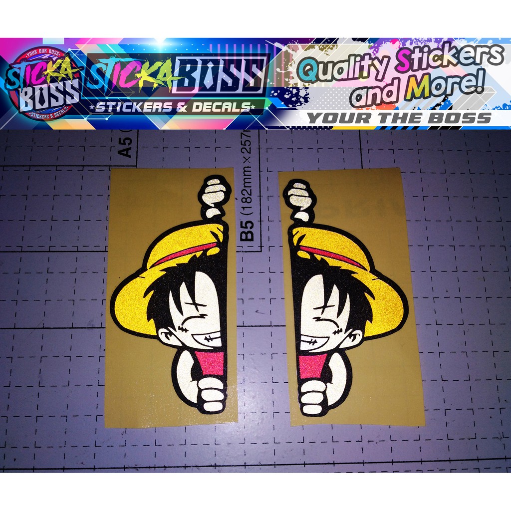 REFLECTIVE Luffy Peeking Stickers [ REFLECTORIZED / LAMINATED ...