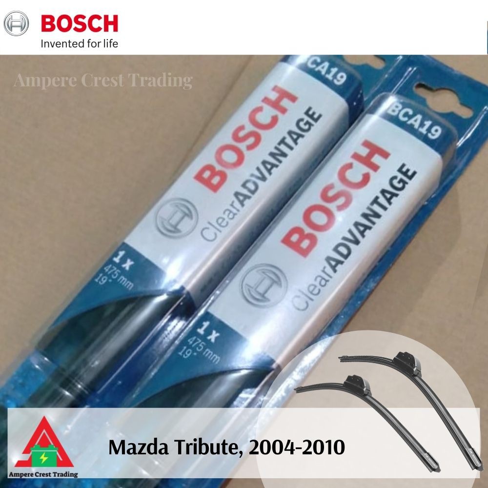 Bosch Clear Advantage Wiper Blade (Set of 2, 19+19) for Mazda Tribute, 2004-2010 (19/19) Banana ...