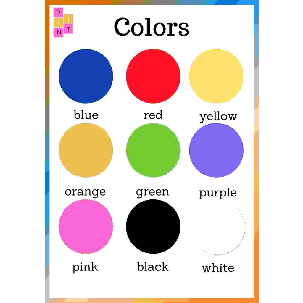 "Colors 1" Educational Chart for Kids A4 size Laminated | Shopee ...
