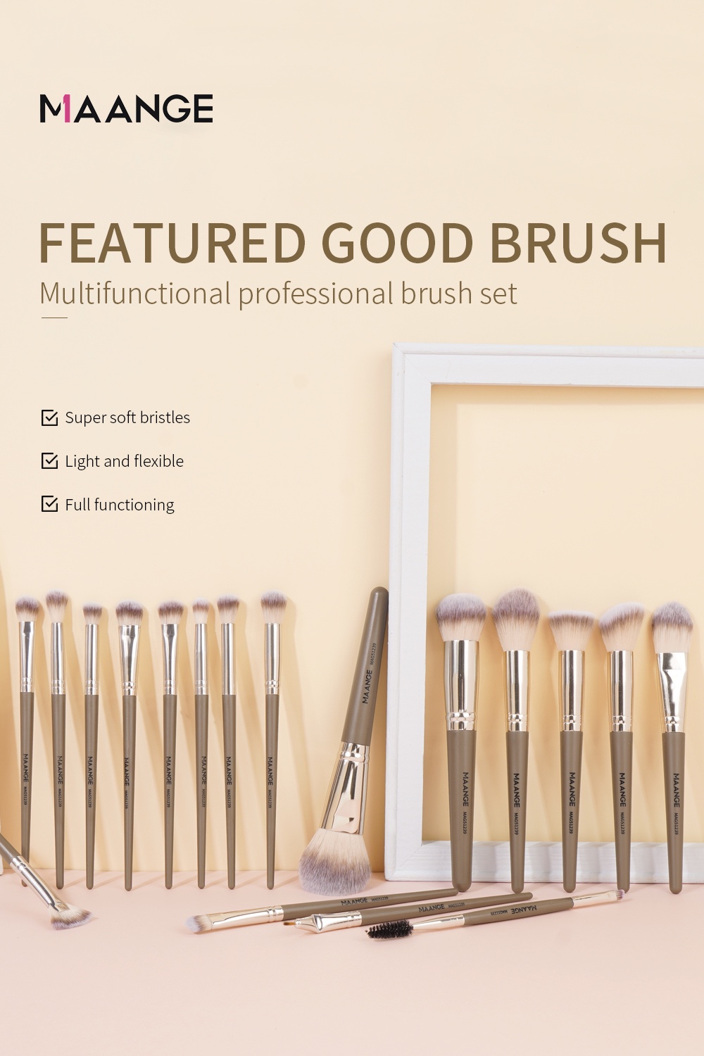 MAANGE 18Pcs Make Up Brush Set Soft Bristles Complete Makeup Brushes ...