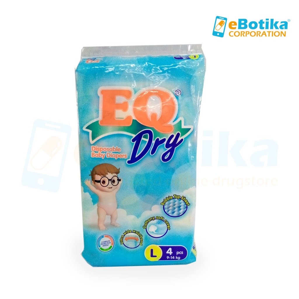 EQ Dry Mini Pack Large 4's - Tape Baby Diapers (2-PACKS) | Shopee ...