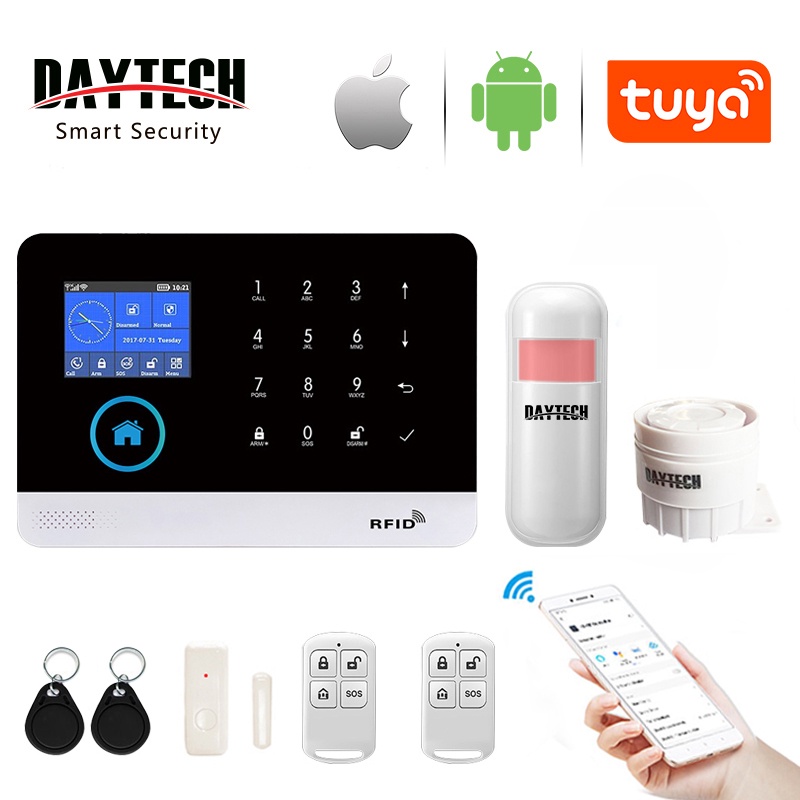 DAYTECH WIFI GSM Burglar Alarm System TUYA APP Control Sim Card Alarm ...