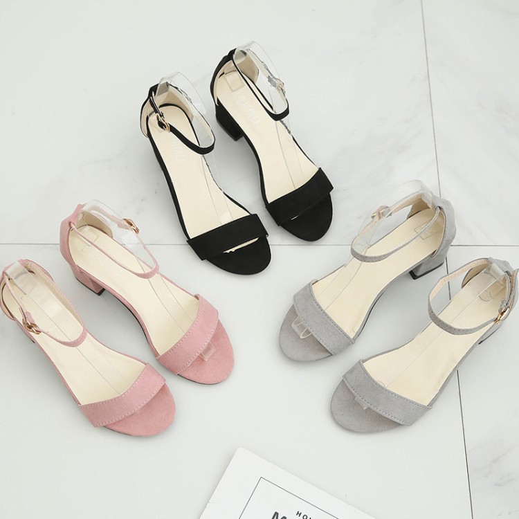 Bestseller Korea Fashion Bloch Heels Women Simple Sandals | Shopee ...
