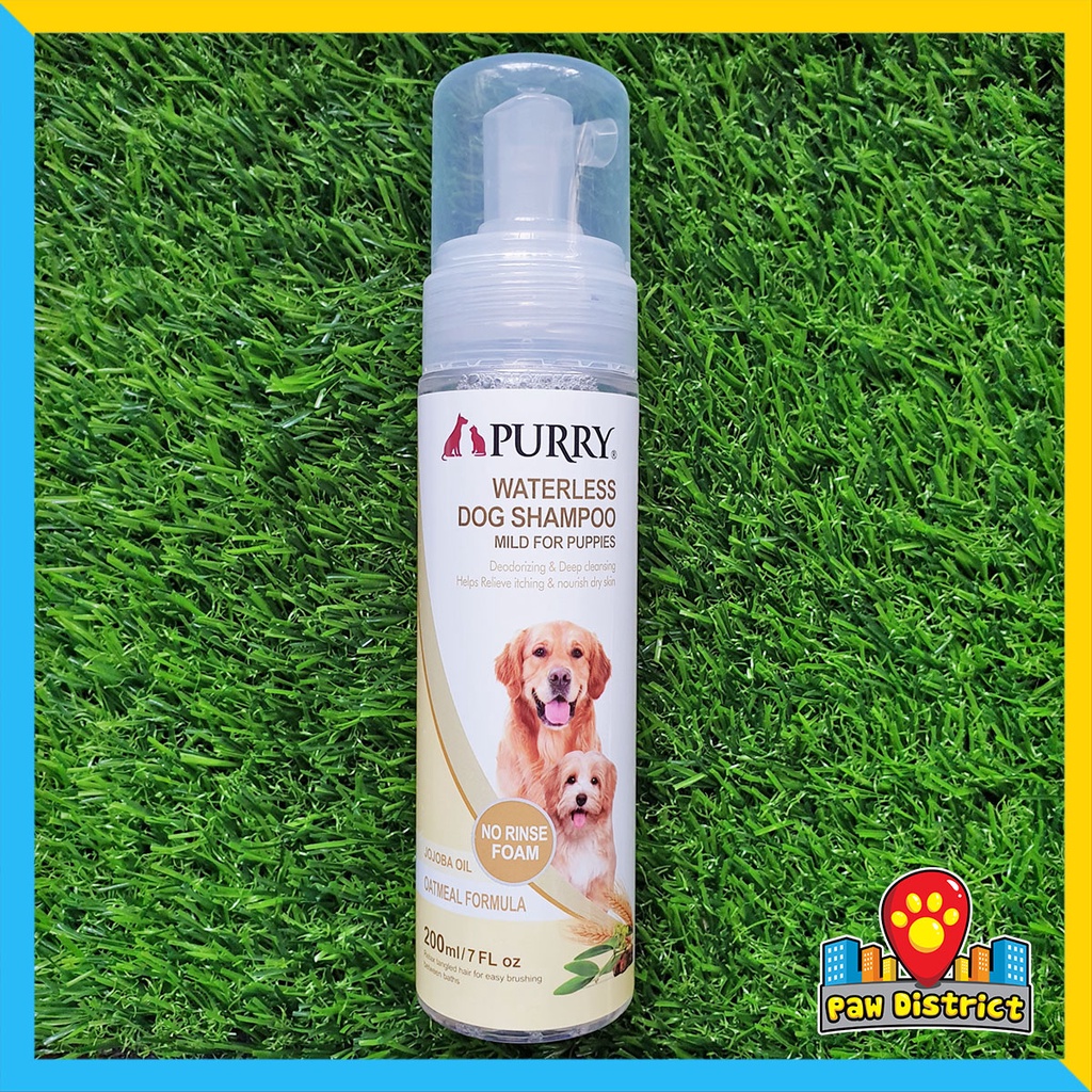 PURRY Waterless Dog Shampoo 200ml - No Rinse Foam Spray - Oatmeal ...