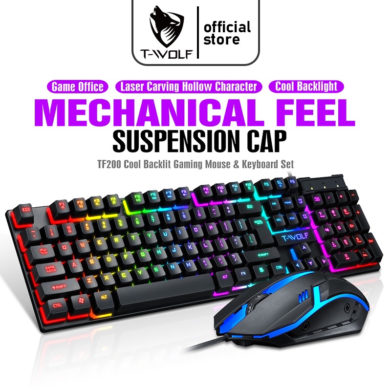 T-wolf TF200 2 in 1 Gaming Keyboard Mouse Combo Kit Gaming Mouse and ...
