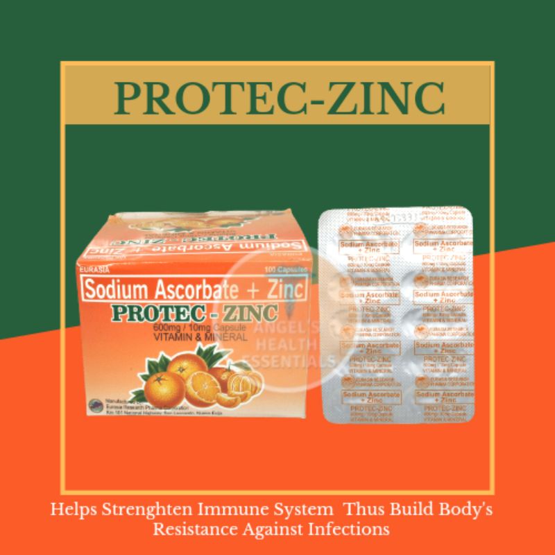 Protec Zinc Sodium Ascorbate Plus Zinc Capsule 100 Pieces | Shopee ...