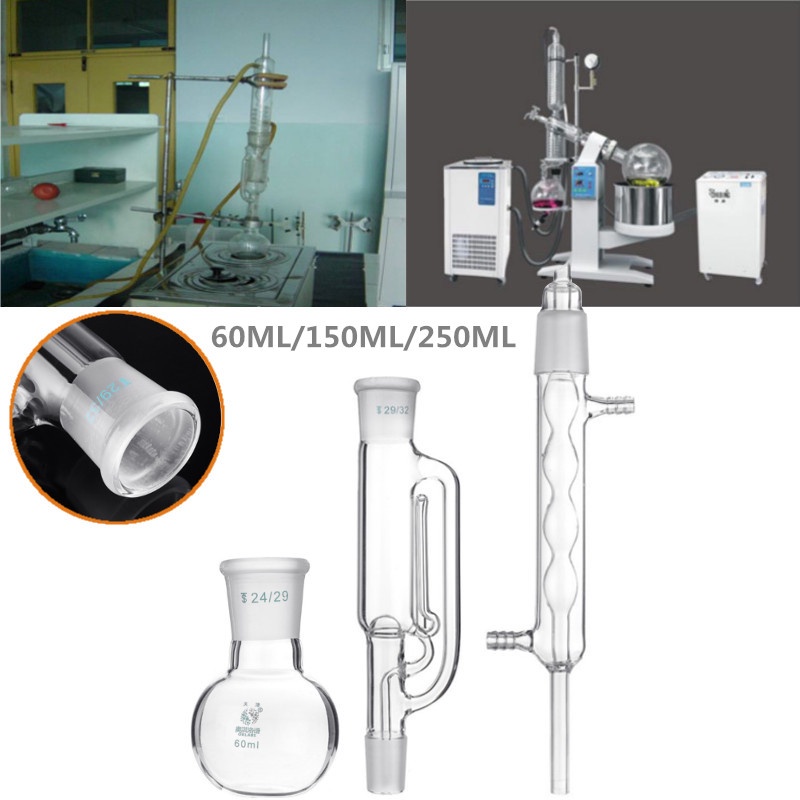 3Pcs/set 60/150/250ml Lab Glass Soxhlet Extractor Condenser Set with ...