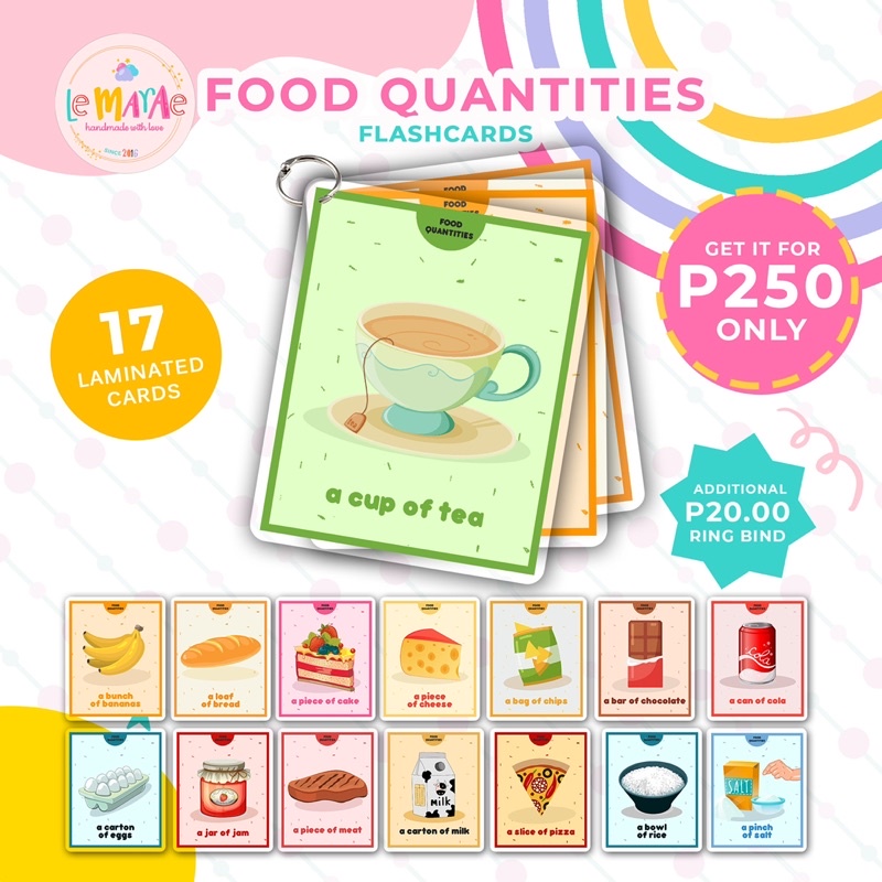 FOOD QUANTITIES - Laminated Educational Flashcards | Shopee Philippines